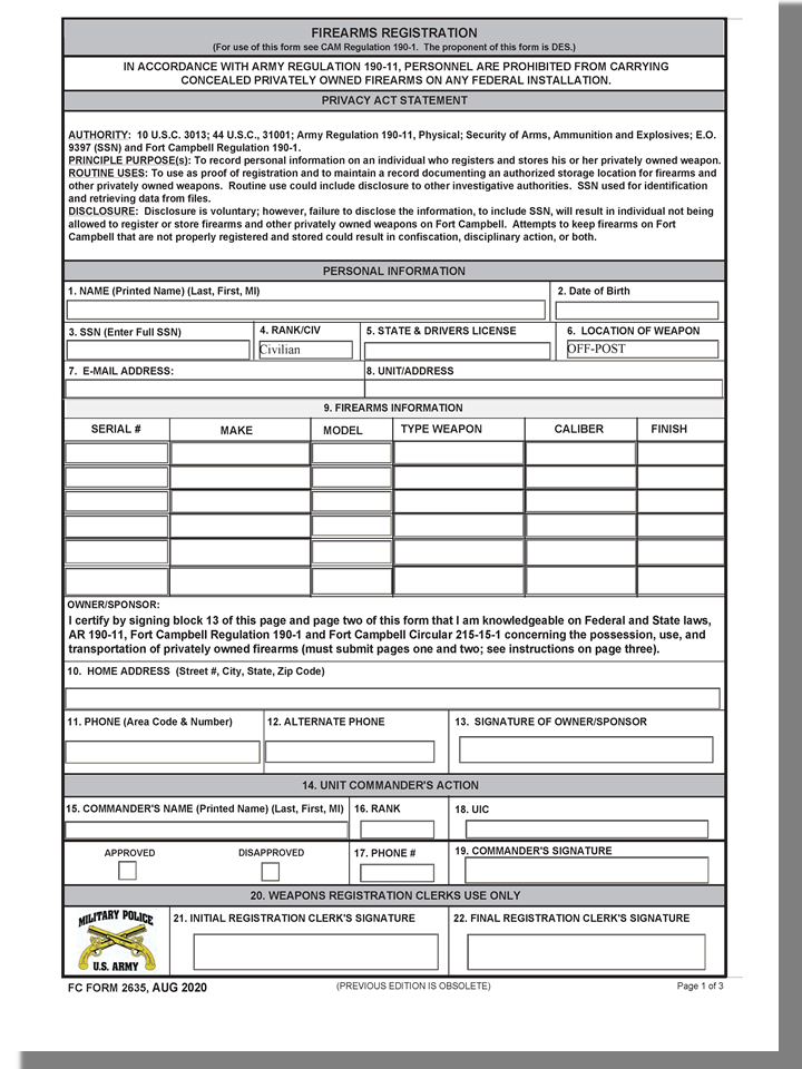 Forms - Fort Campbell - iSportsman